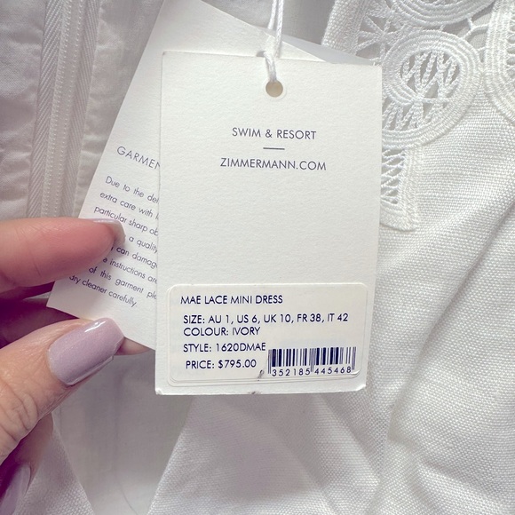 Zimmermann | Dresses | Zimmermann Mae Lace Mini Dress Au | Poshmark